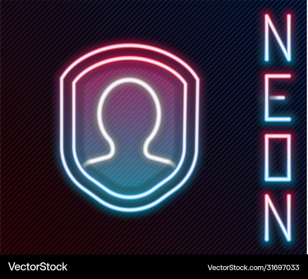 Glowing neon line user protection icon isolated Vector Image