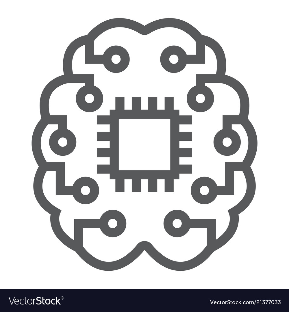 Machine thinking line icon data and analytics Vector Image