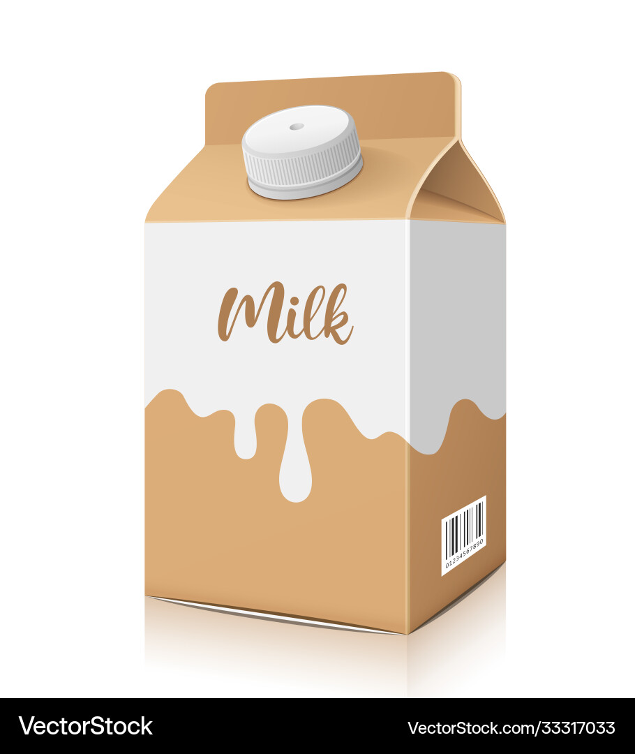 Milk box packaging brown and white color template Vector Image