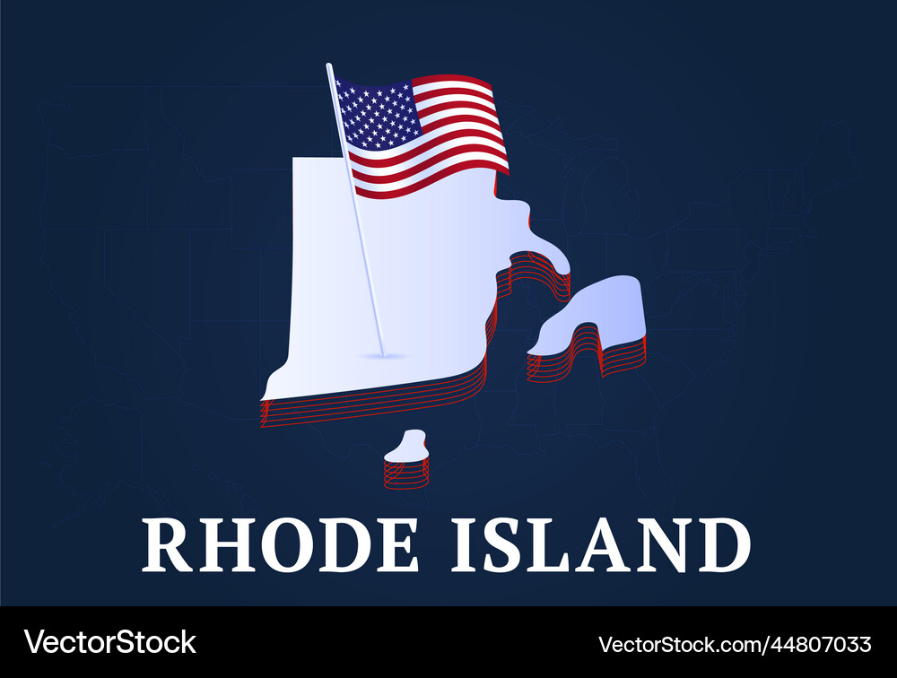 Rhode island state isometric map and usa national Vector Image