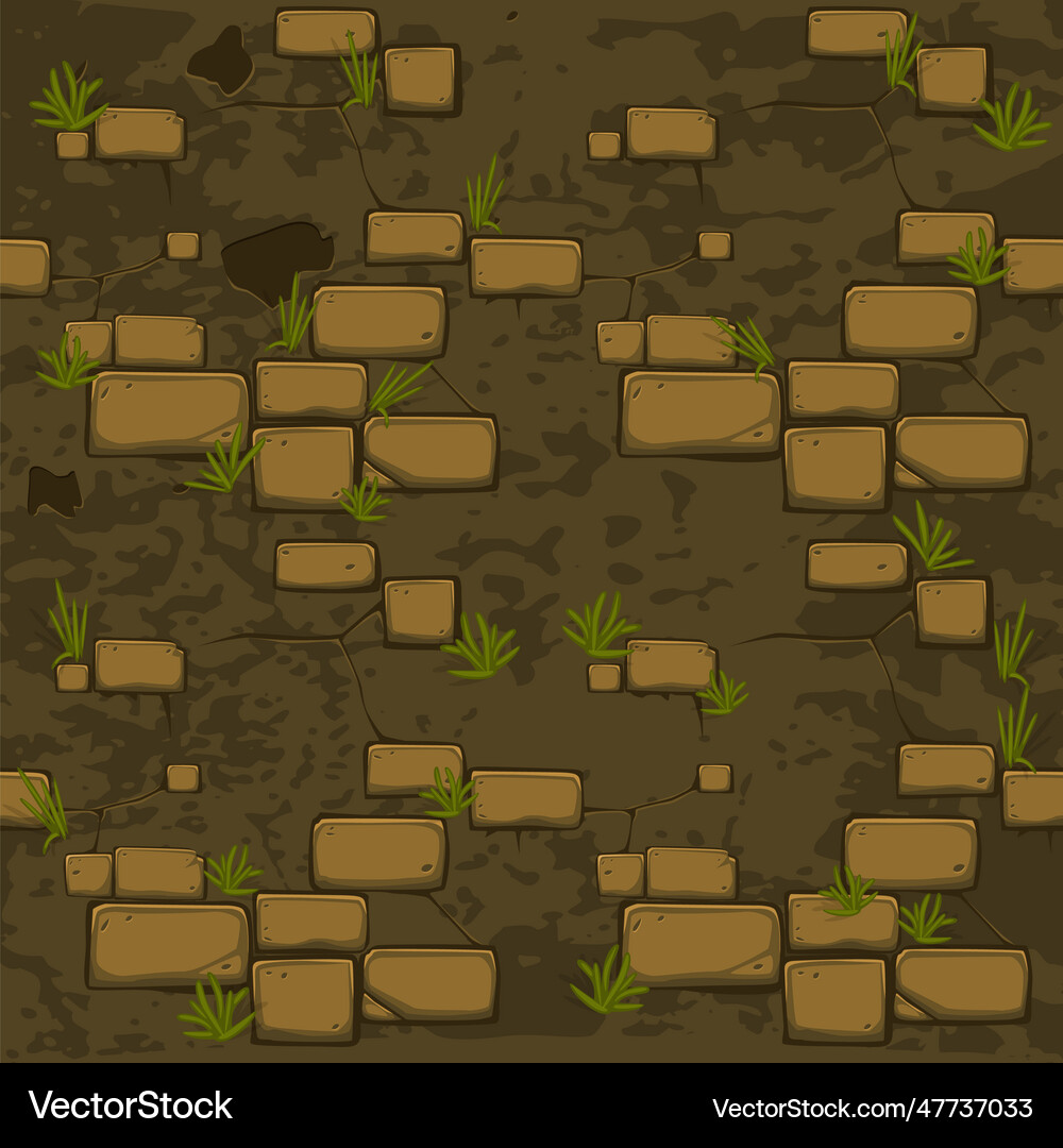 Seamless texture stone with grass on ground Vector Image