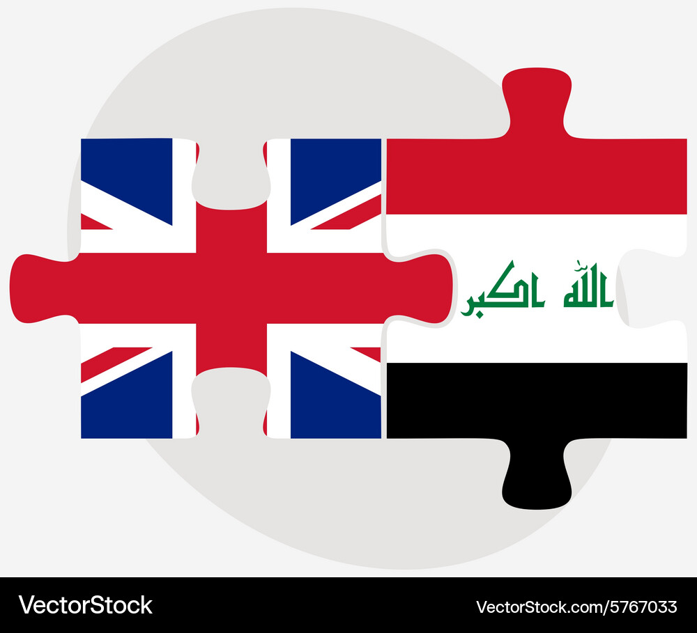 United kingdom and iraq flags Royalty Free Vector Image