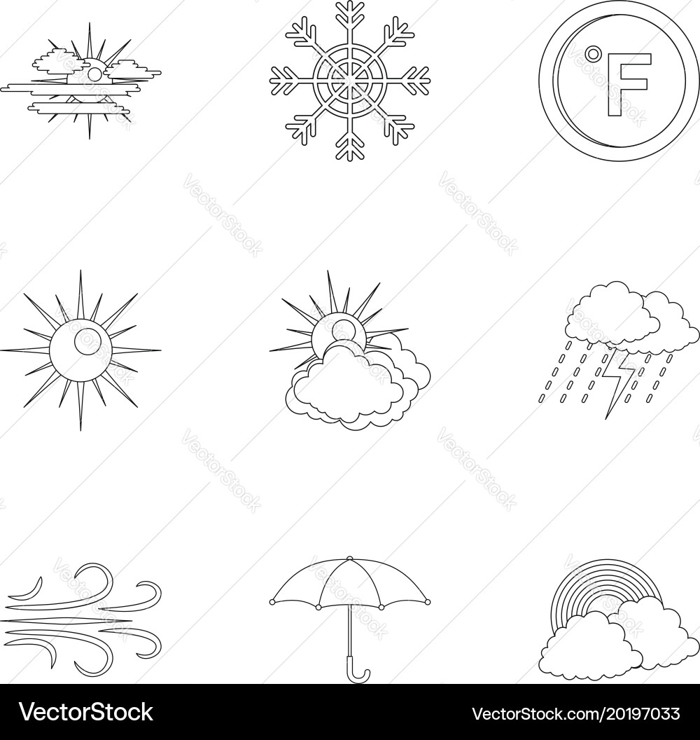 Weather observations icons set outline style Vector Image