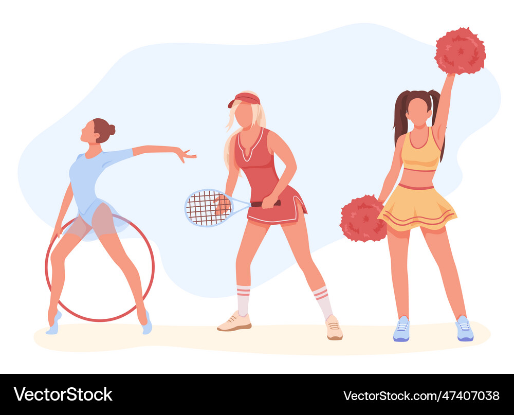 Colored female cartoon characters engaged Vector Image