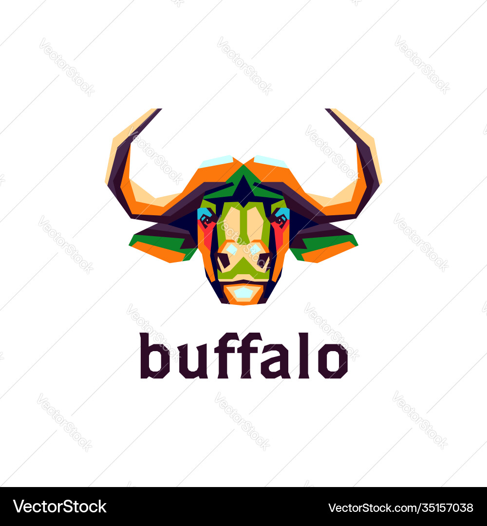 Colorful buffalo head for logo Royalty Free Vector Image