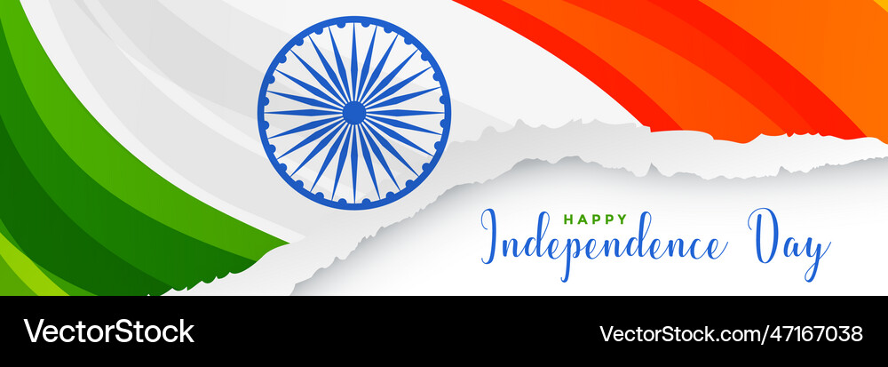 Creative indian flag banner design in paper cut Vector Image