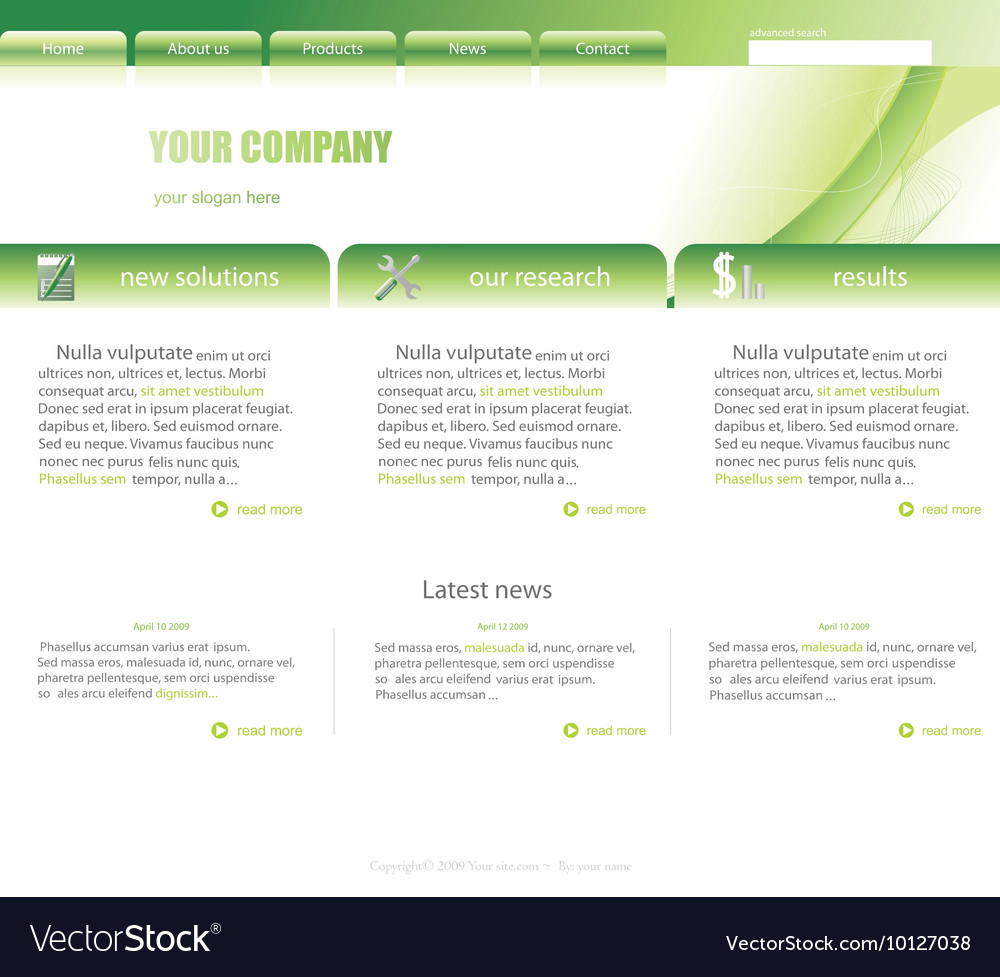 Editable website template Royalty Free Vector Image