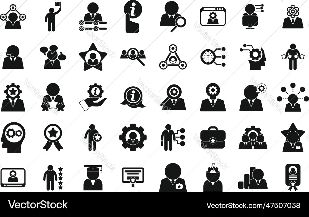 Expert icons set simple personal talent Royalty Free Vector