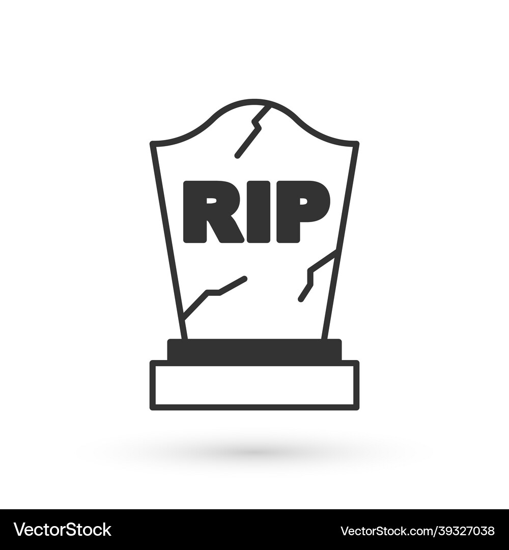 Grey tombstone with rip written on it icon Vector Image