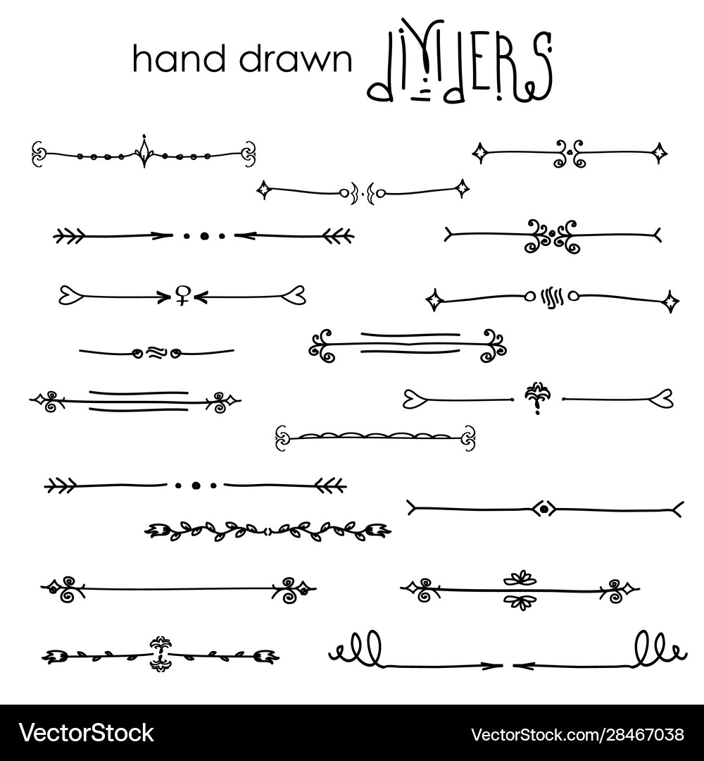Hand drawn dividers line border set and design Vector Image