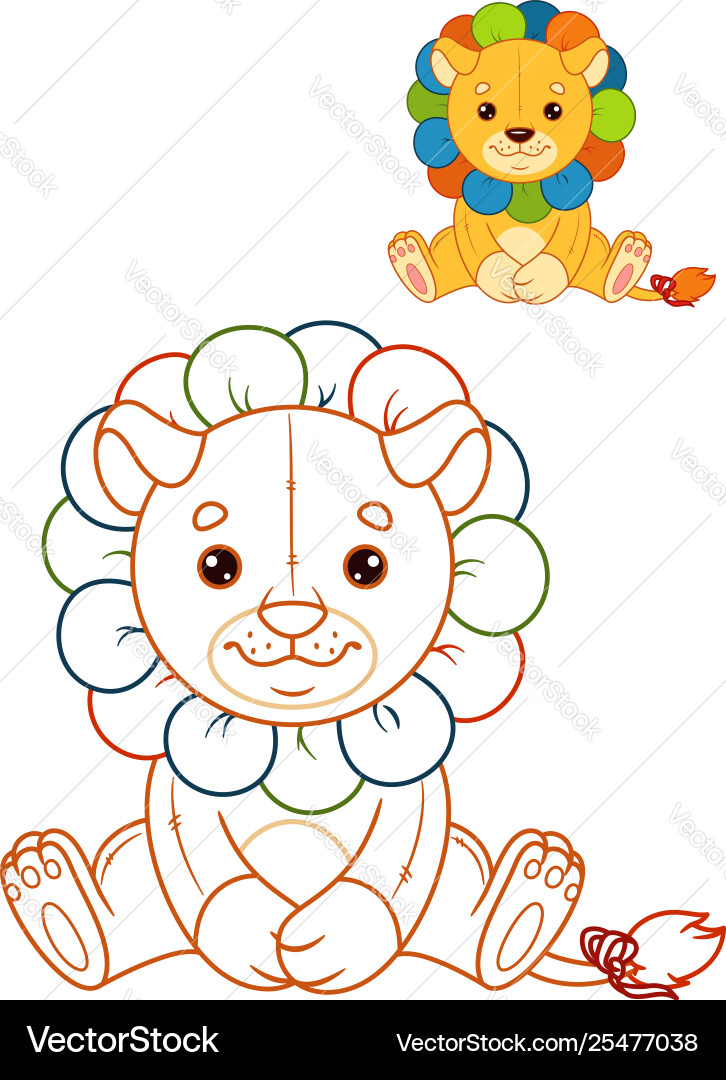 Lion toy coloring page Royalty Free Vector Image