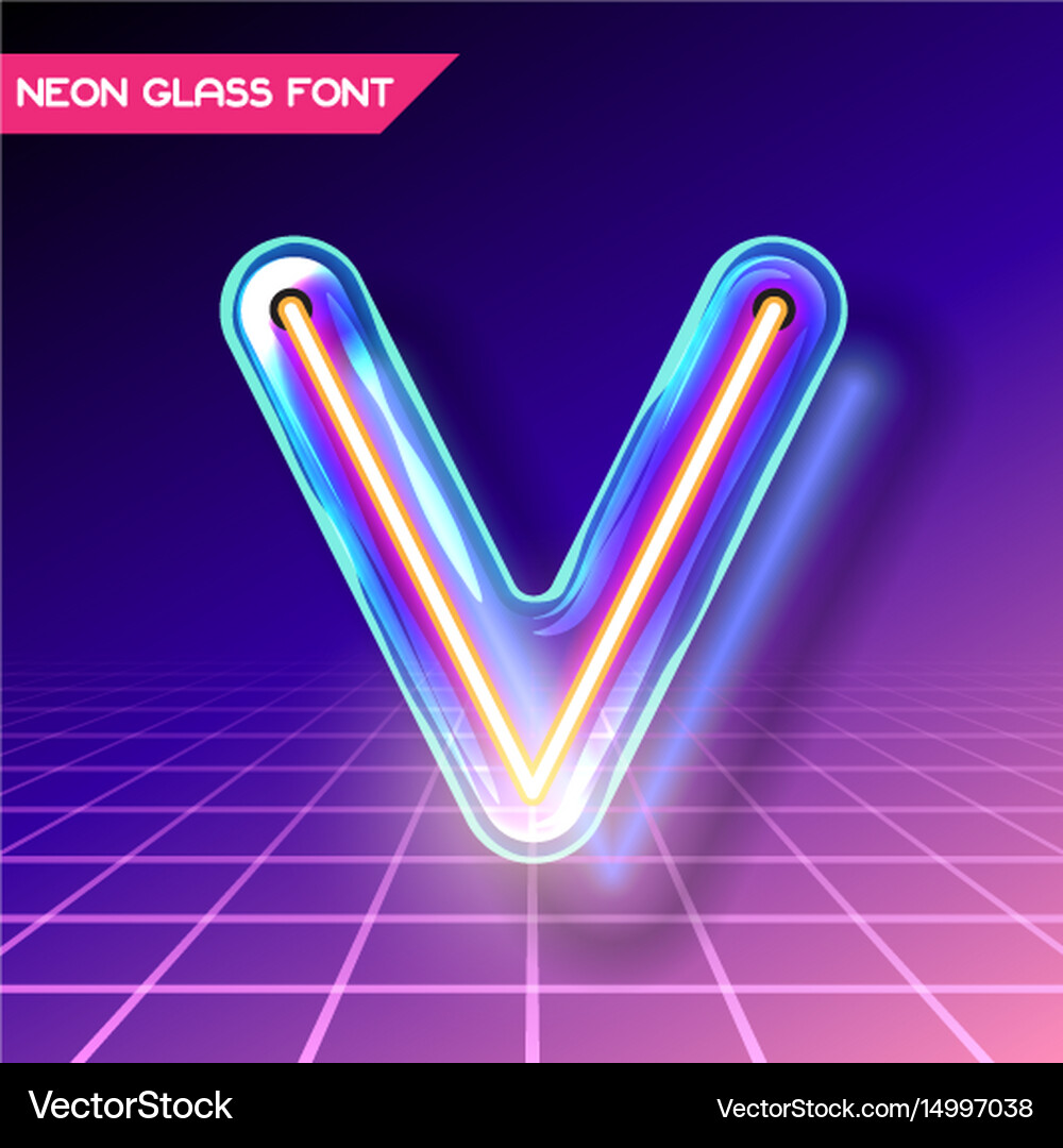Retro glass neon font Royalty Free Vector Image