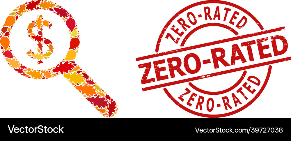 Scratched zero-rated seal and financial audit Vector Image