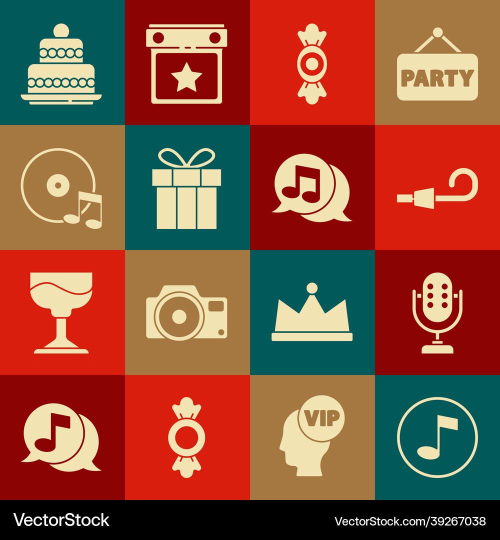 Set music note tone microphone birthday party Vector Image