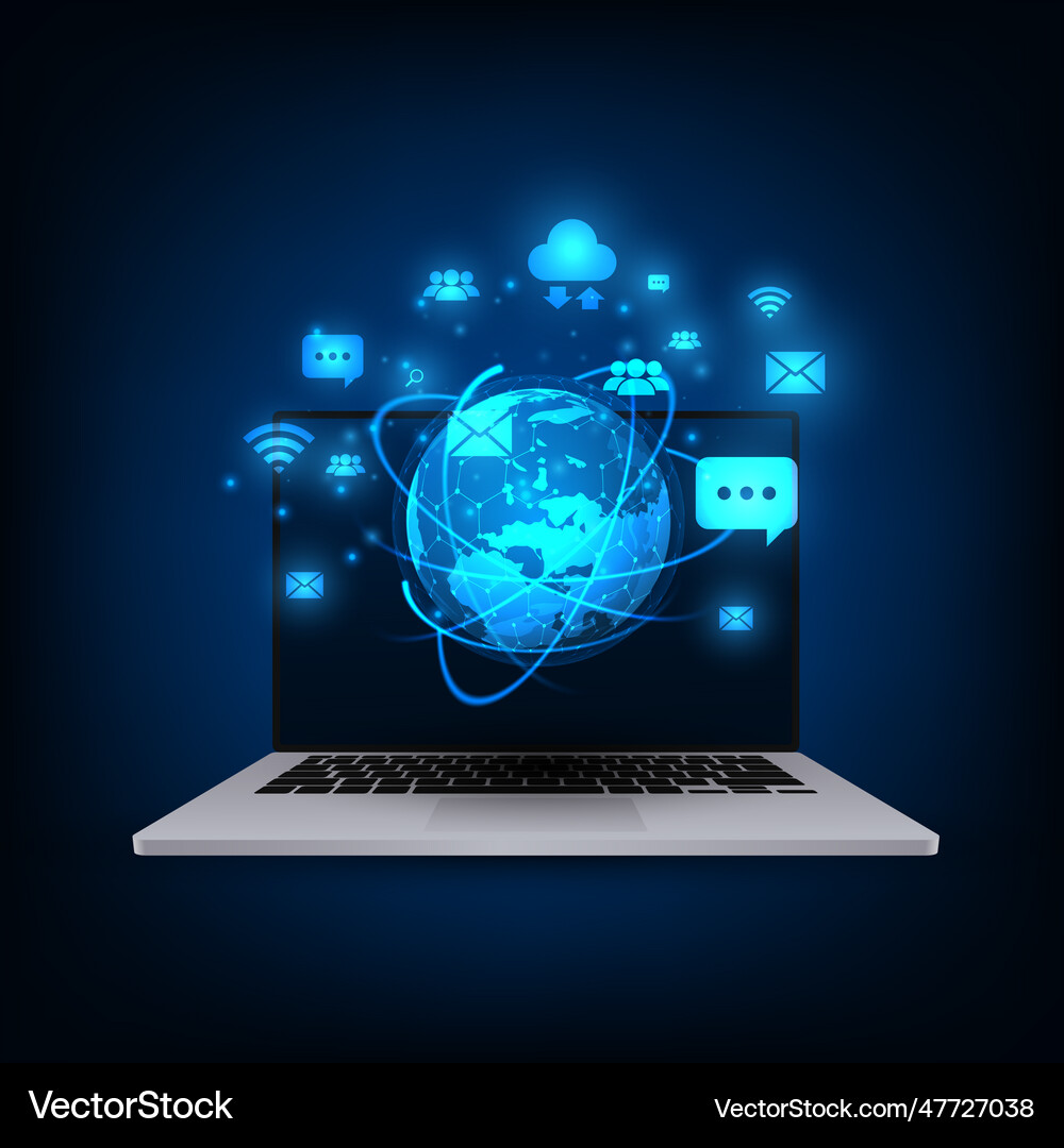 Social media communication concept laptop Vector Image