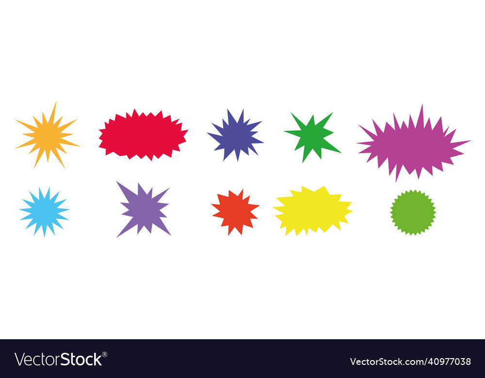 Starburst Coloured Speech Bubbles Collection Vector Image