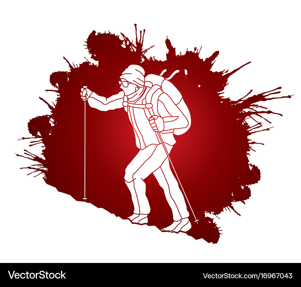 A man hiking on the mountain Royalty Free Vector Image