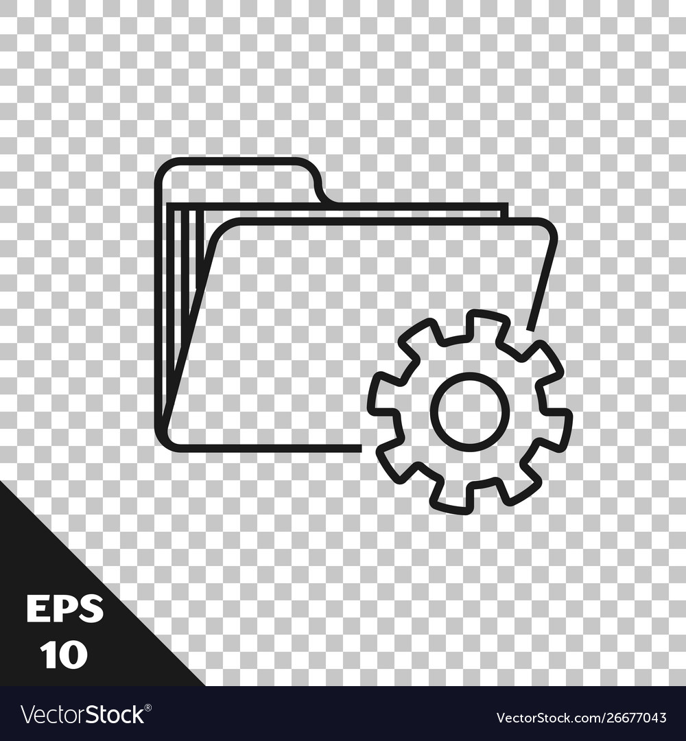 Black line folder settings with gears icon Vector Image