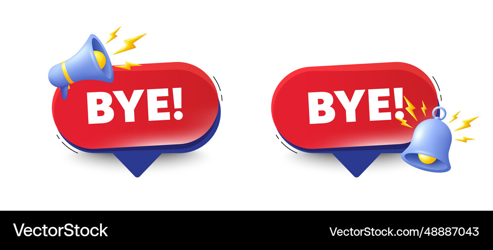 Bye tag leaving or farewell message red speech Vector Image