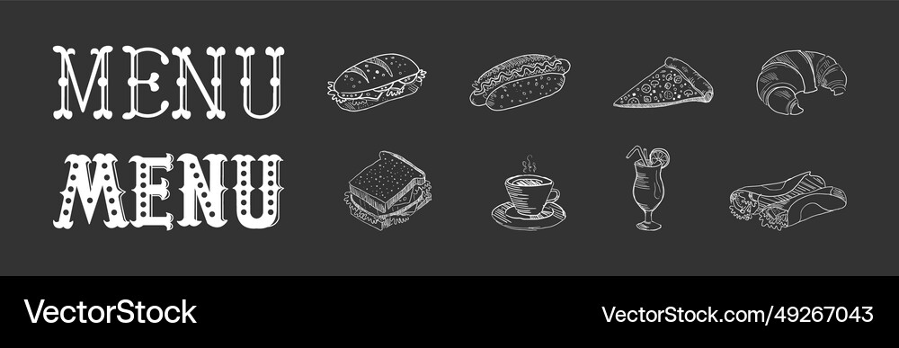 Chalk drawn food item from restaurant menu Vector Image
