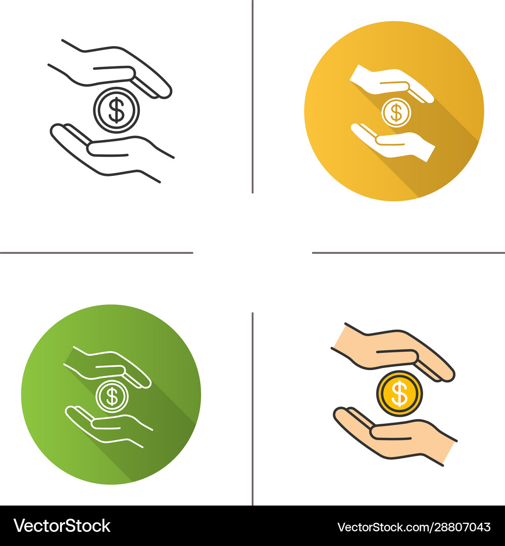 Charity icon flat design linear and color styles Vector Image