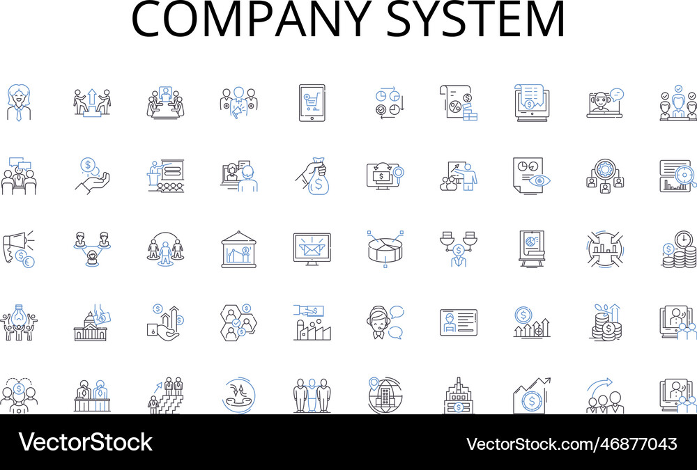 Company system line icons collection skyscraper Vector Image