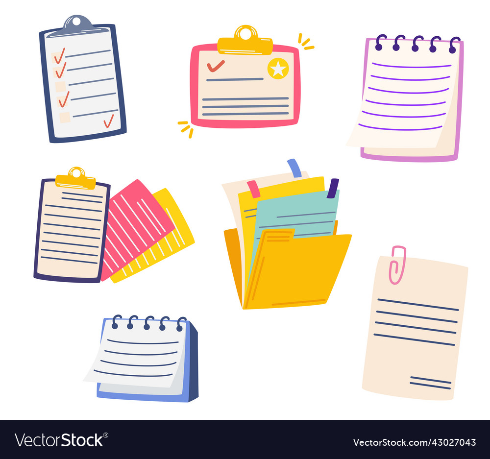 Contract documents and folders set documents Vector Image