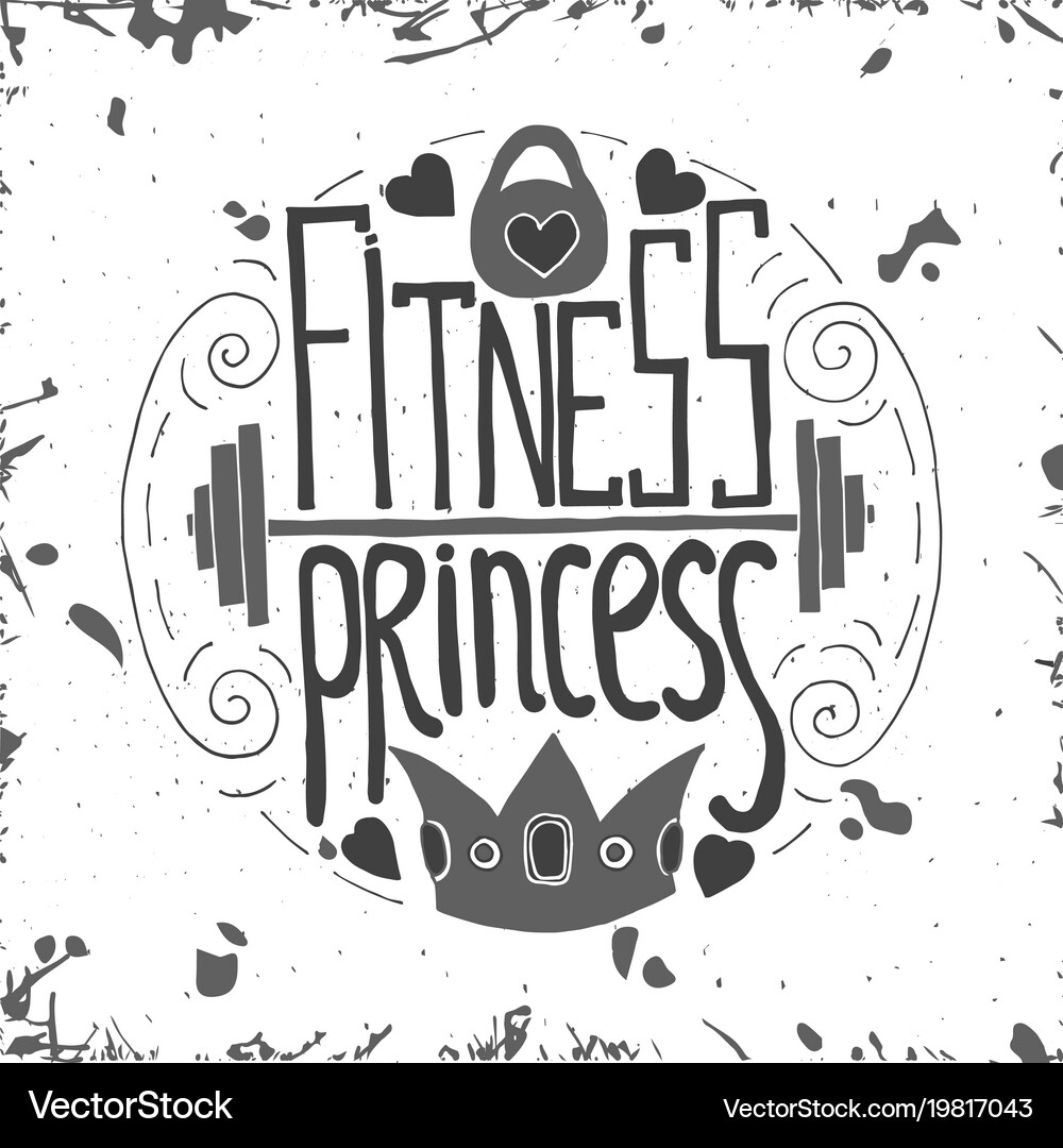 Fitness princess hand drawn circle Royalty Free Vector Image
