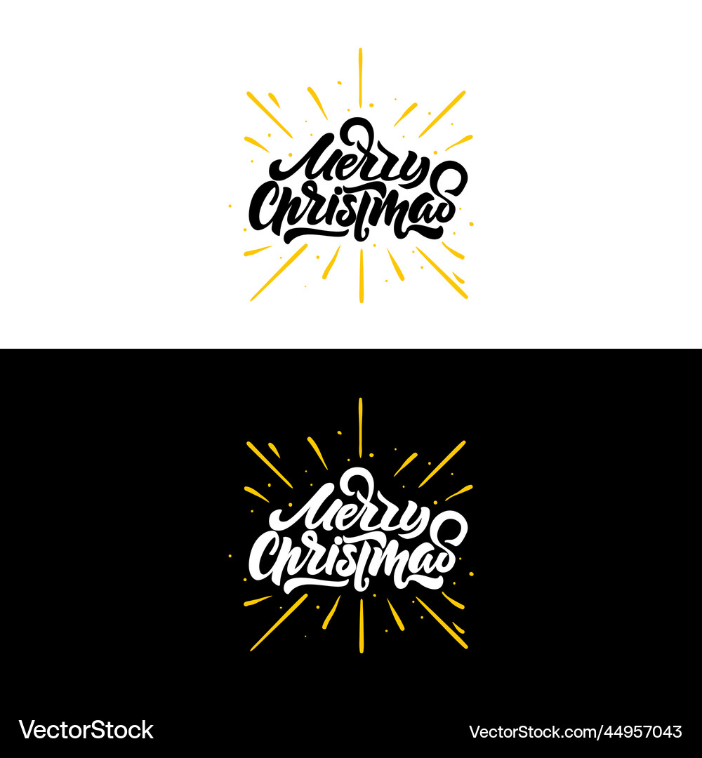 Flat hand draw merry christmas lettering Vector Image