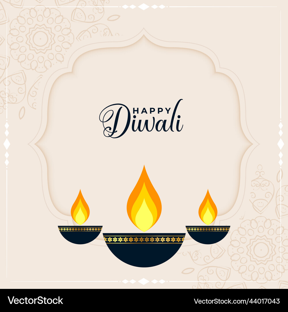 Glowing diya on indian style deepavali poster Vector Image