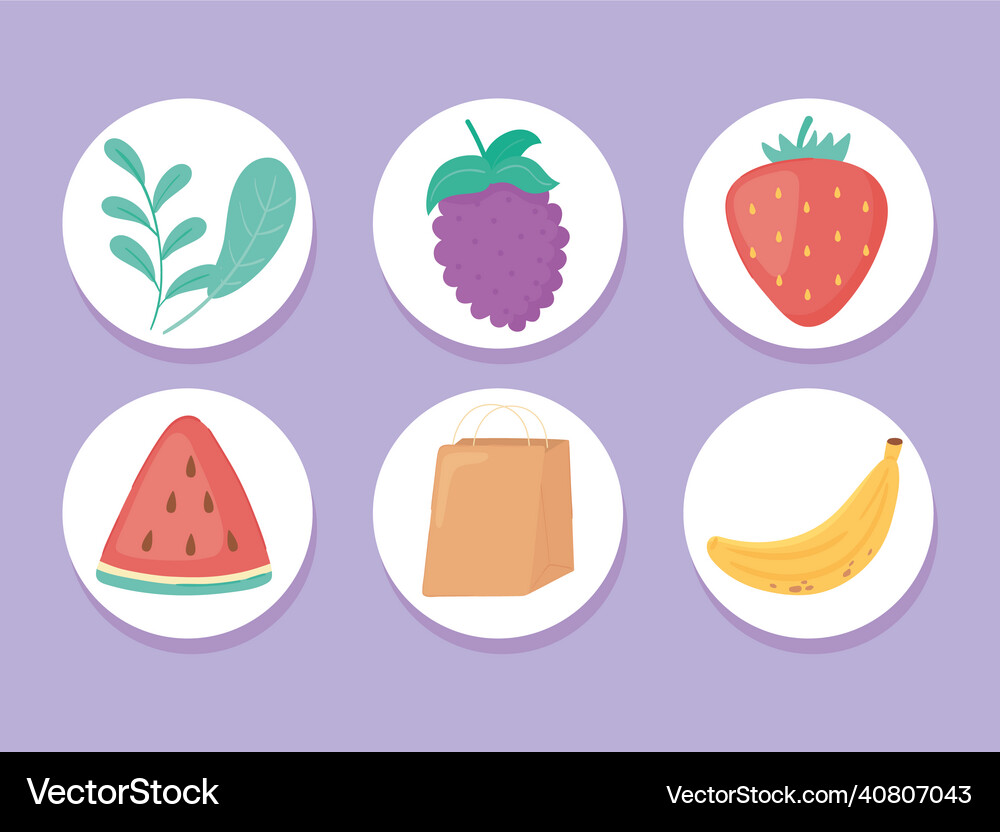 Icons fresh fruits Royalty Free Vector Image - VectorStock