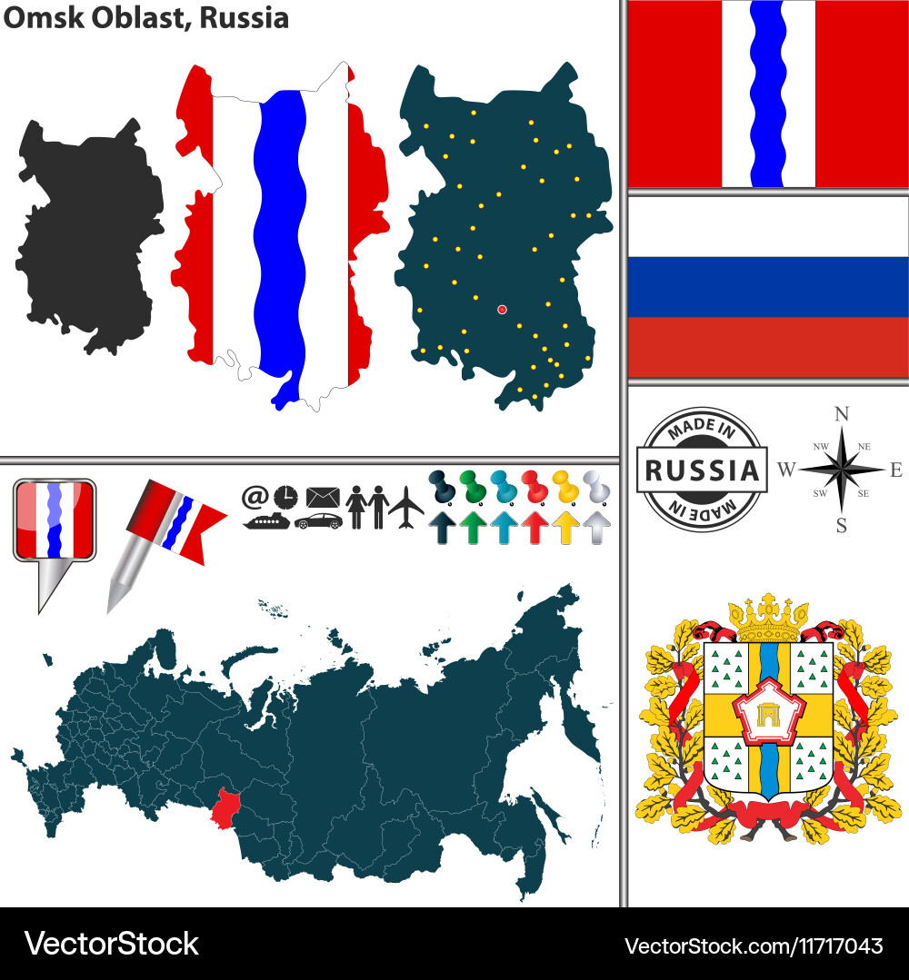 Map of oblast omsk Royalty Free Vector Image - VectorStock