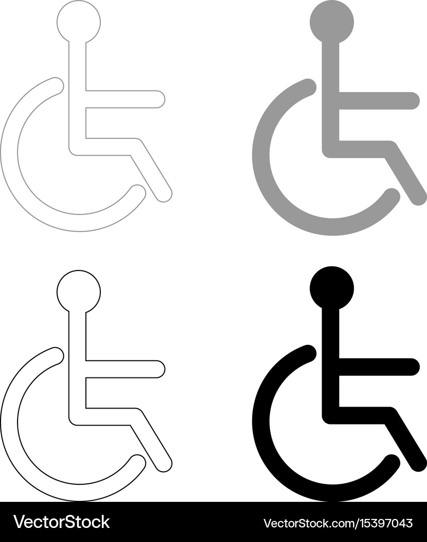 Sign disabled black and grey color set Royalty Free Vector