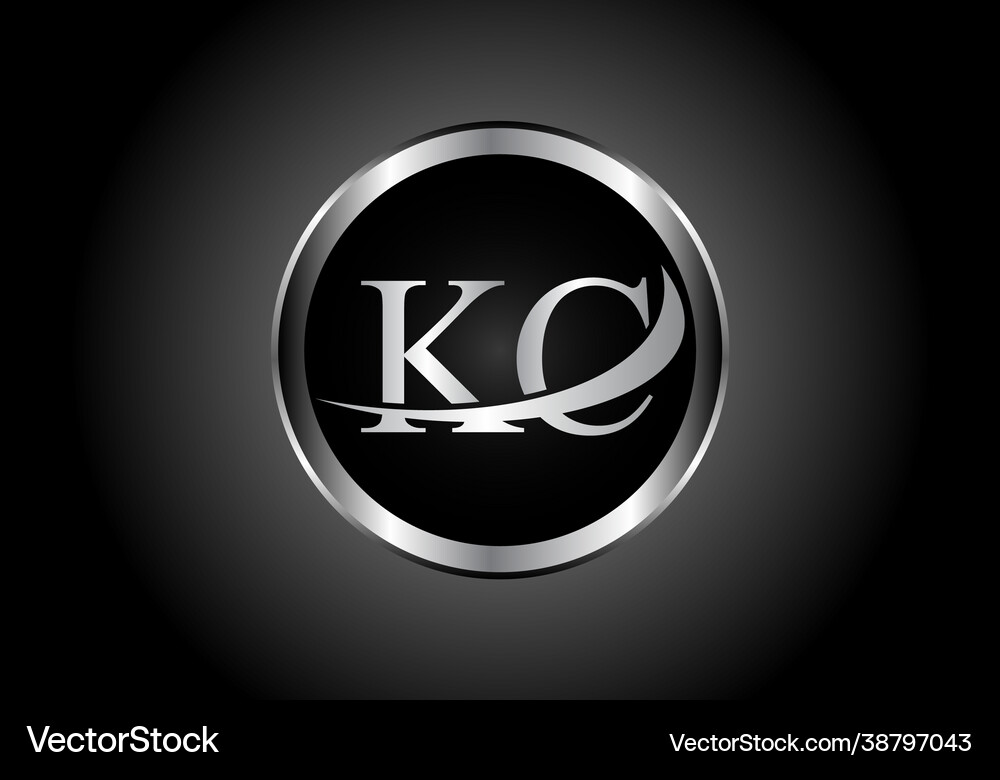 Silver letter kc metal combination alphabet logo Vector Image