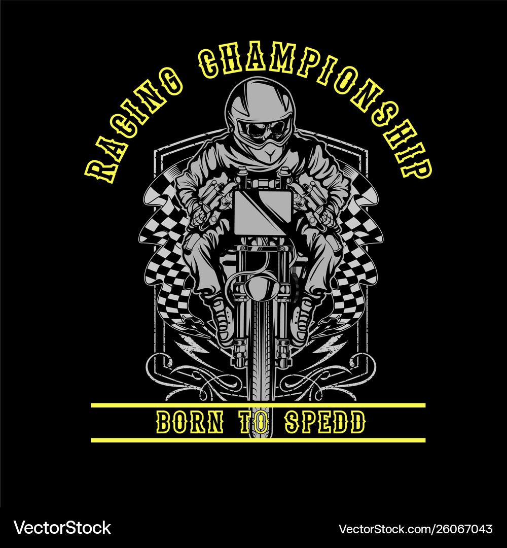 Skull motorcycle racing hand drawing hand Vector Image