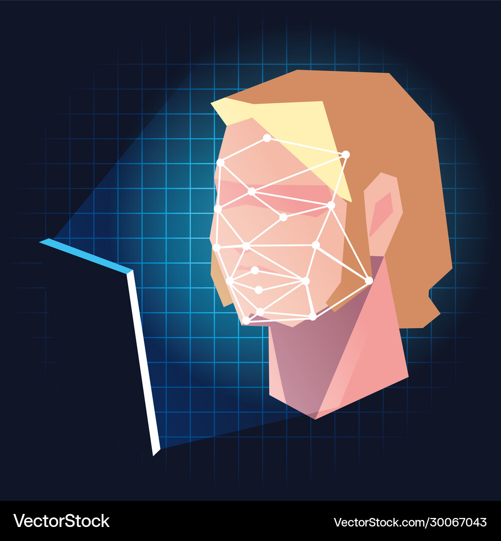 Smartphone scans a man face mobile app for face Vector Image
