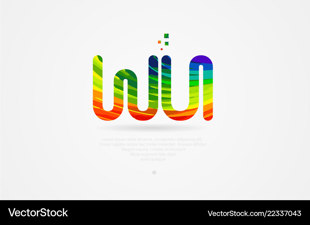 Wu w u rainbow colored alphabet letter logo Vector Image