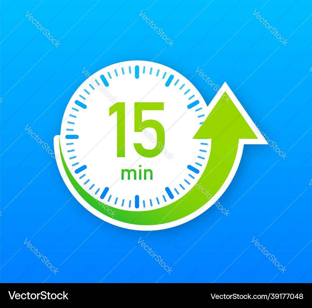 15 minutes stopwatch icon Royalty Free Vector Image