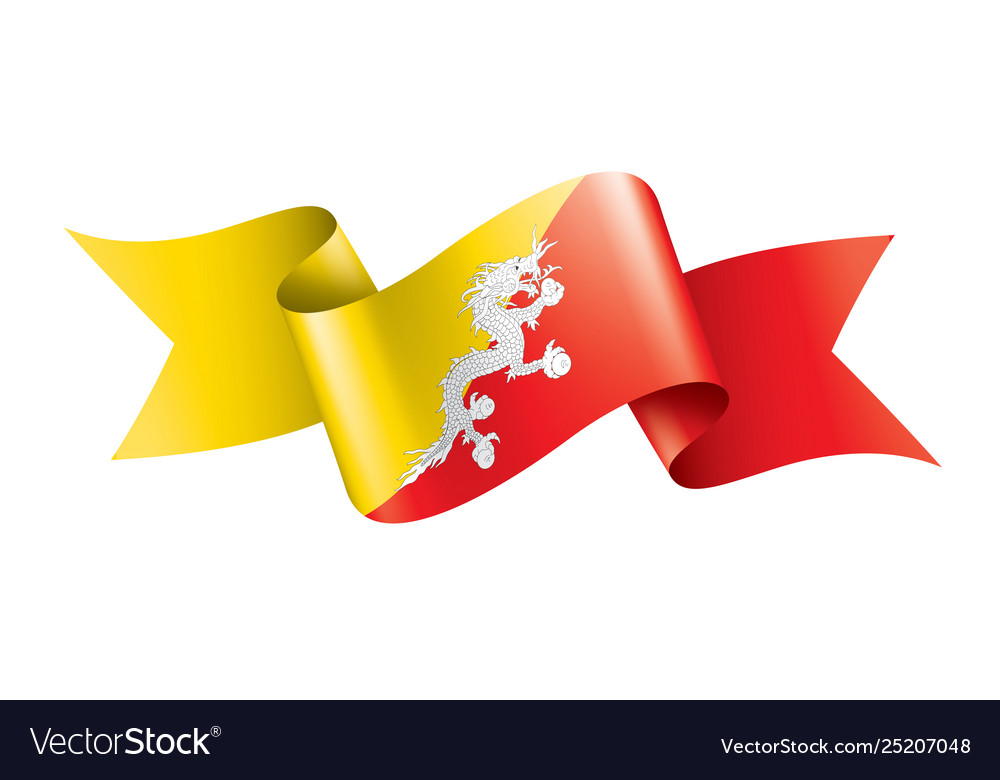 Bhutan flag on a white Royalty Free Vector Image