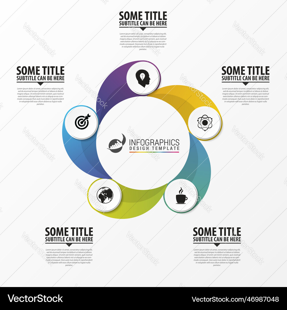 Business infographics circular infographic with 5 Vector Image