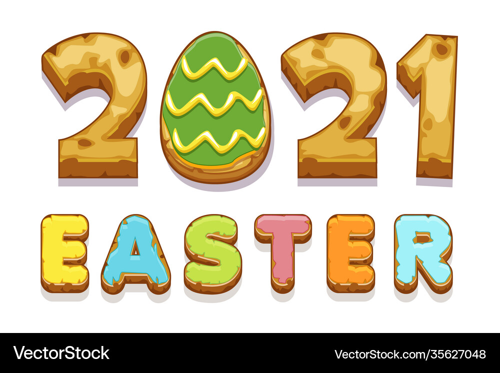 Card with inscription from easter cookies Vector Image