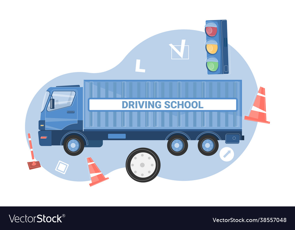 Driving school composition Royalty Free Vector Image