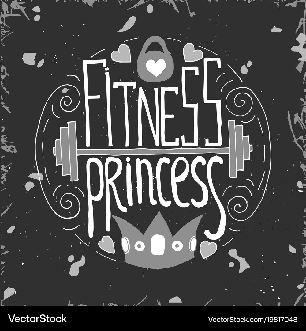 Fitness princess hand drawn circle Royalty Free Vector Image
