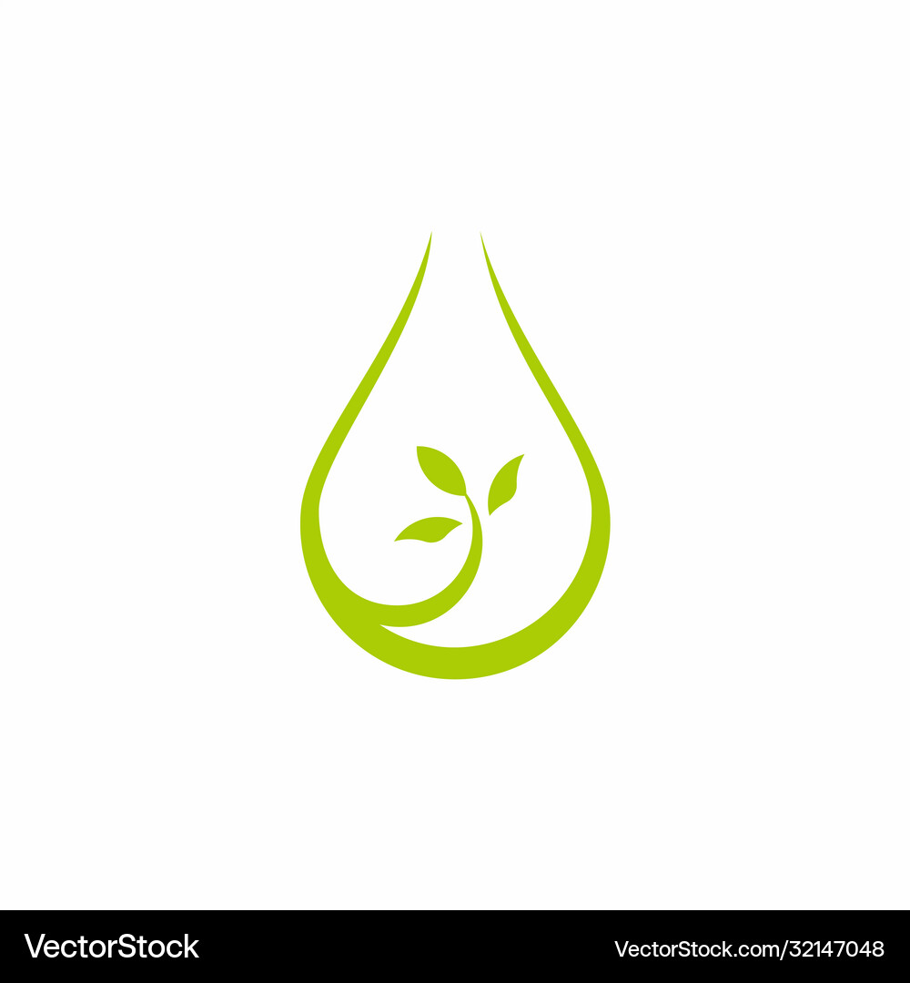 Fresh leaf water drop simple geometric design Vector Image