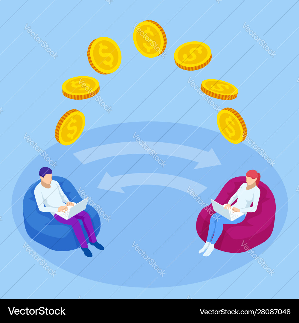 Isometric customer to customer c2c business Vector Image