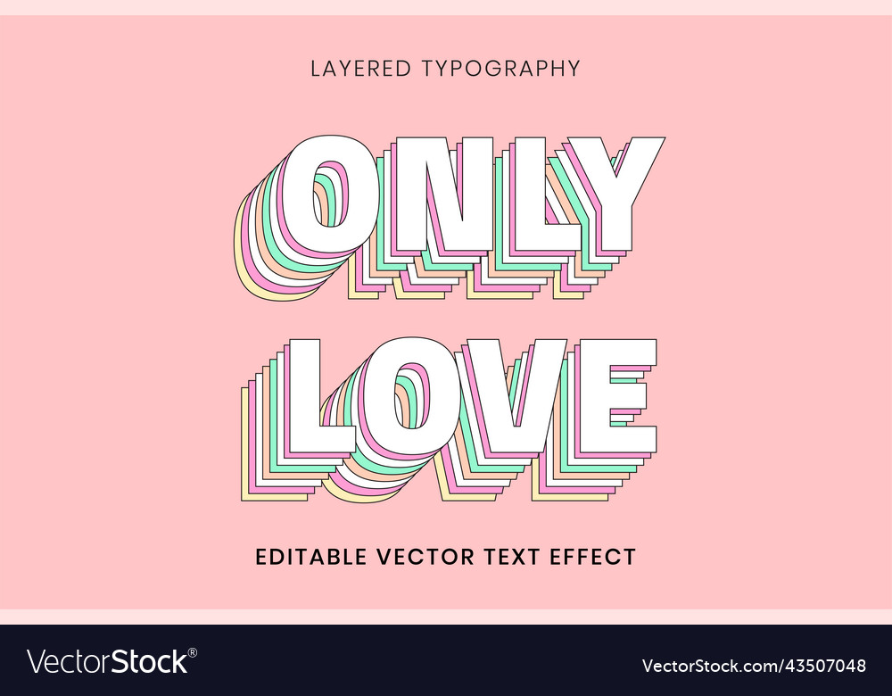 Layered editable text effect template 3d Vector Image