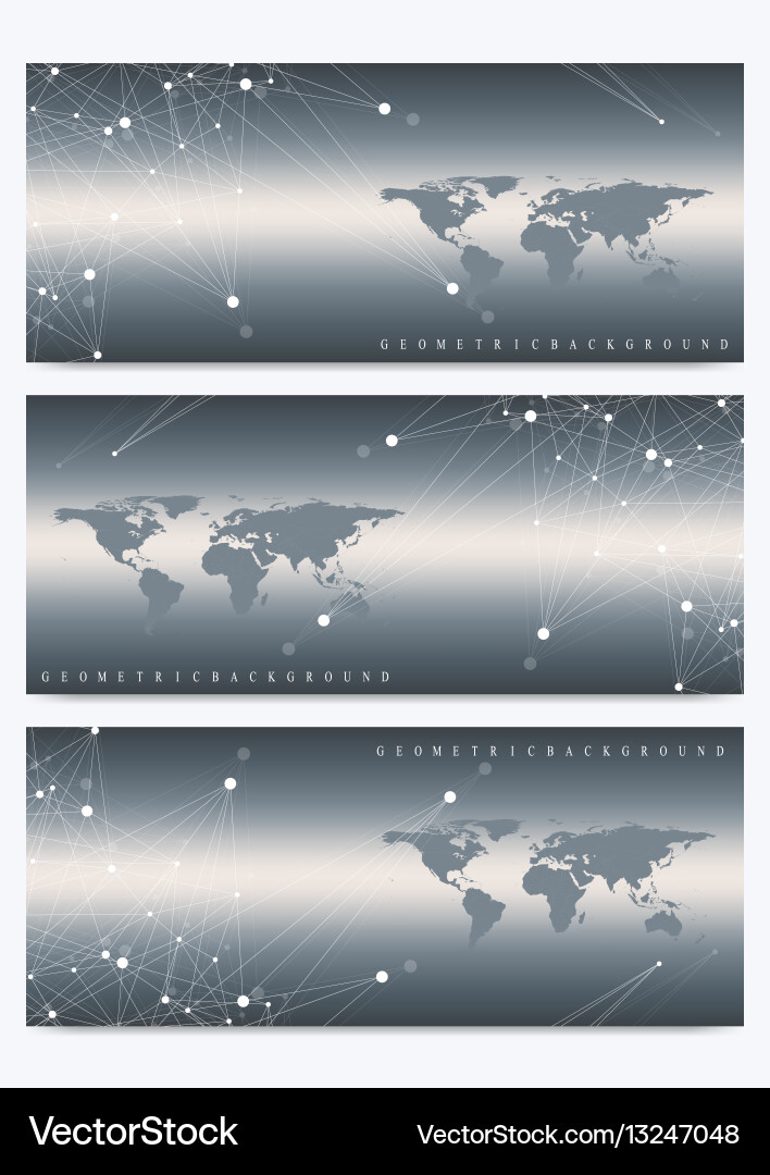 Modern set of banners with world map Royalty Free Vector