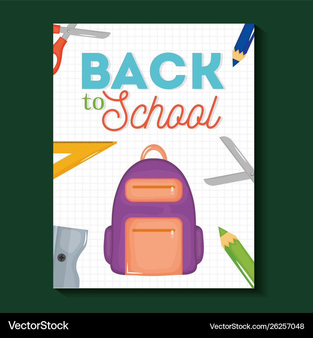 Notebook sheet with back to school and set icons Vector Image