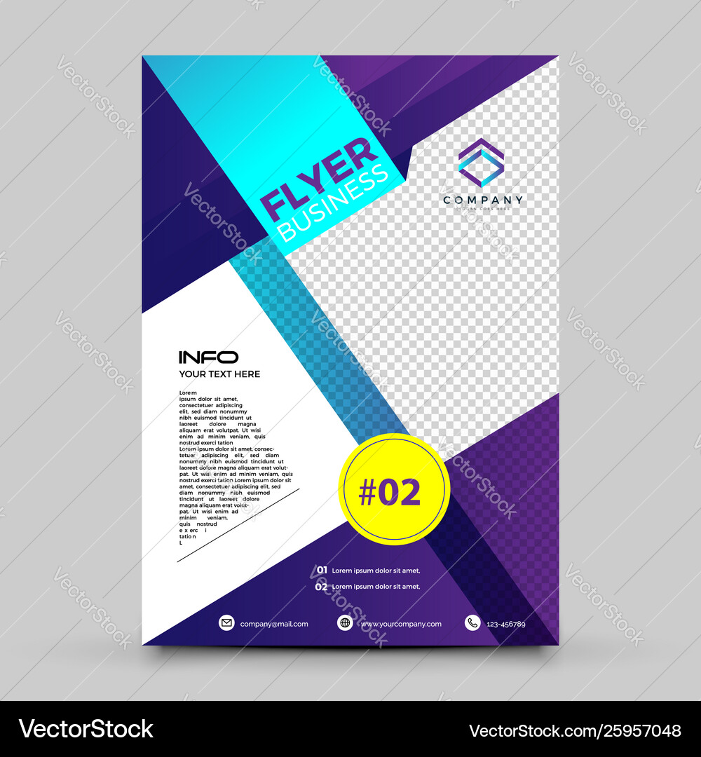 Purple business flyer design Royalty Free Vector Image