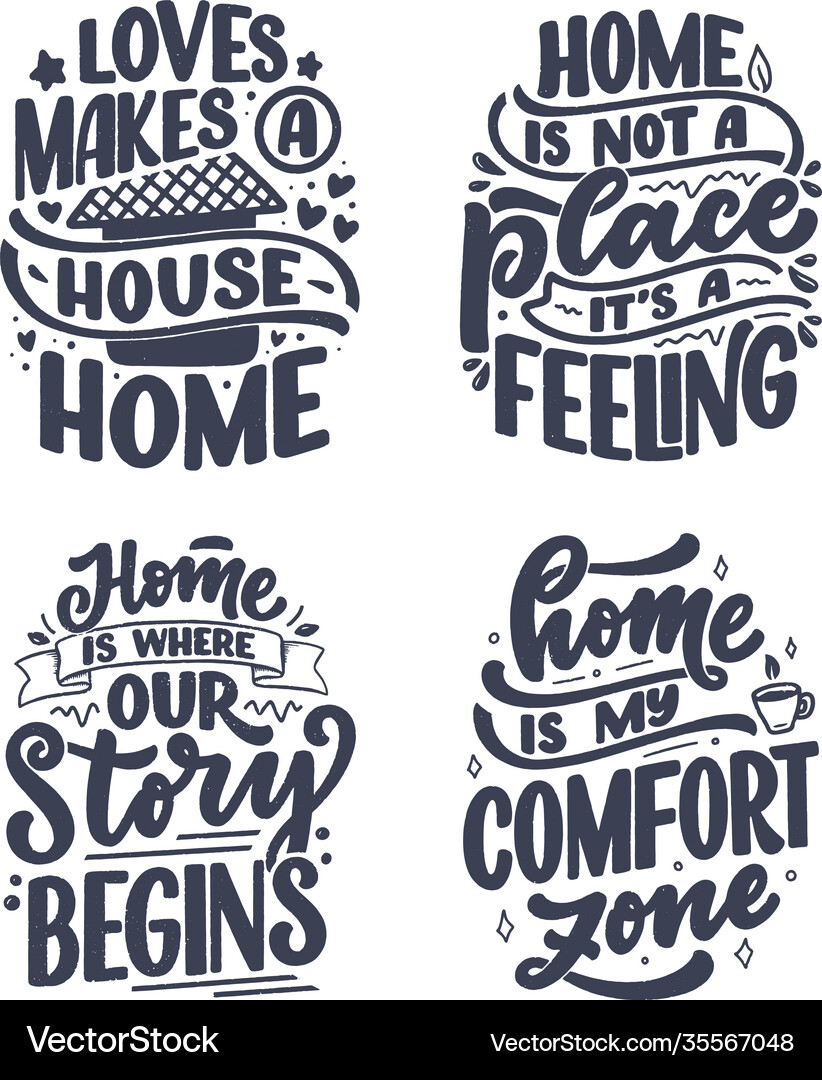 Set with hand drawn lettering quotes in modern Vector Image